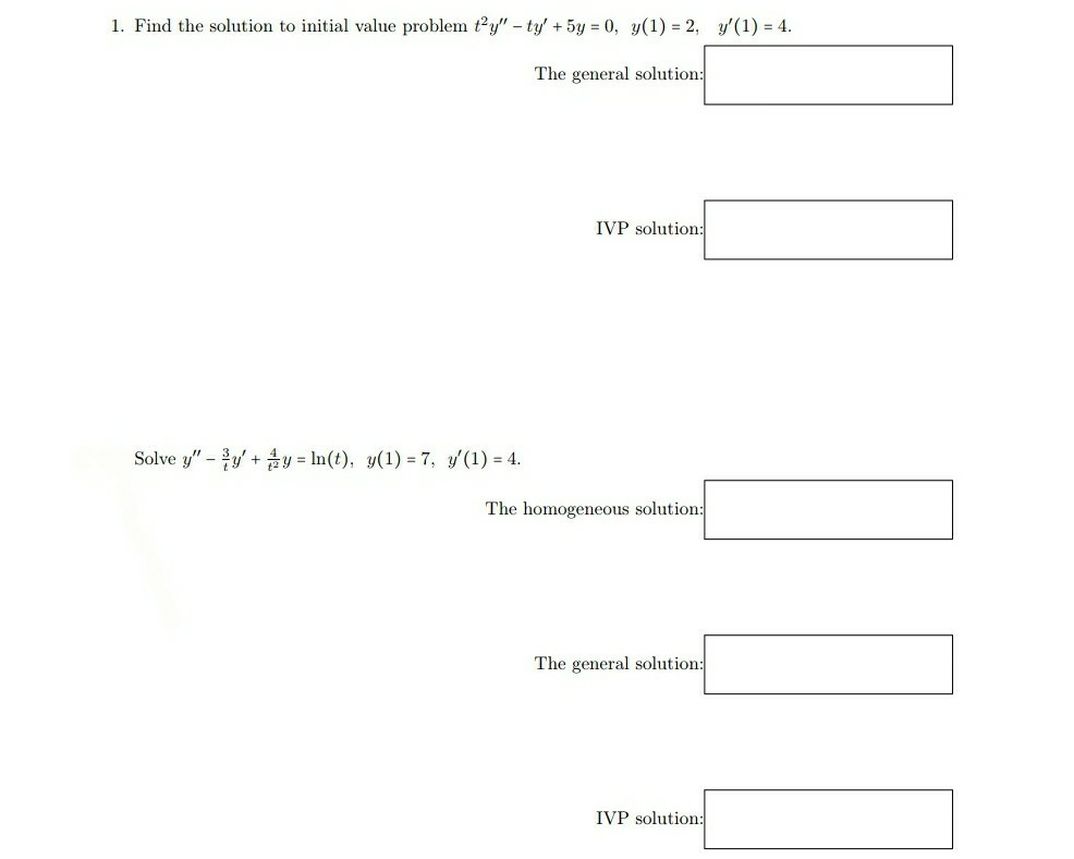 Solved 1. Find the solution to initial value problem | Chegg.com