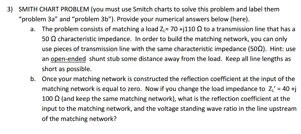 Solved SMITH CHART PROBLEM (you must use Switch charts to | Chegg.com