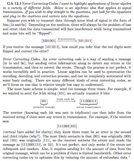 Solved GA 12.1 Error Correcting Codes I want to highlight | Chegg.com