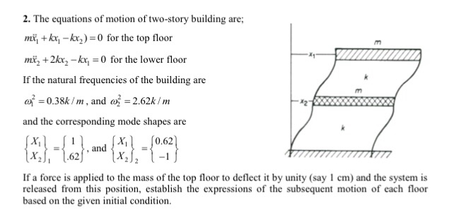 Solved The equation of motion of two-story buildings are: | Chegg.com