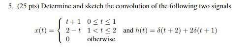 Solved 5. (25 pts) Determine and sketch the convolution of | Chegg.com