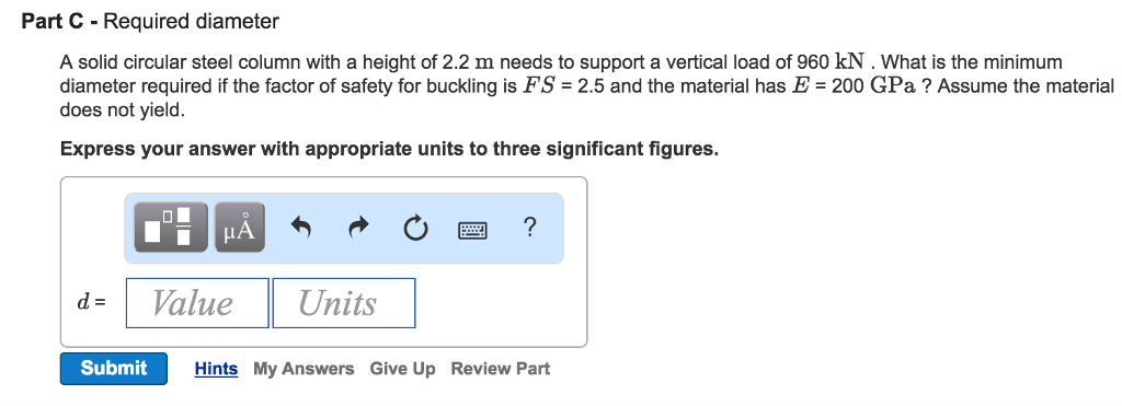 Solved Part A Maximum load A column is made from a | Chegg.com