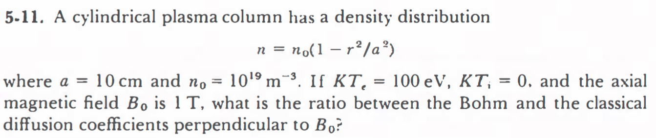 Solved A cylindrical plasma column has a density | Chegg.com