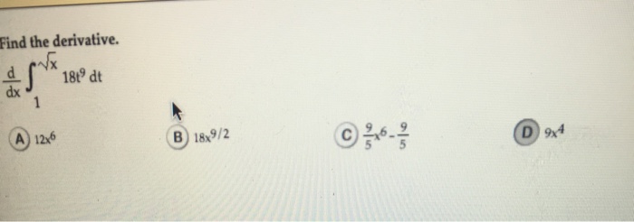 Solved Find the derivative. d/dx integral^ squareroot x_1 | Chegg.com