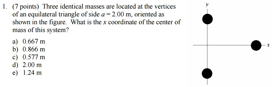 Solved Three identical masses are located at the vertices of | Chegg.com