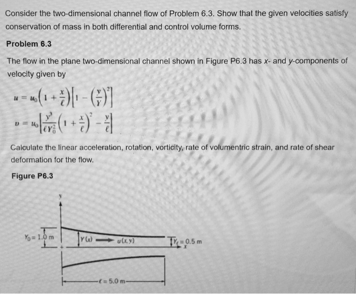 Solved Consider the two-dimensional channel flow of Problem | Chegg.com