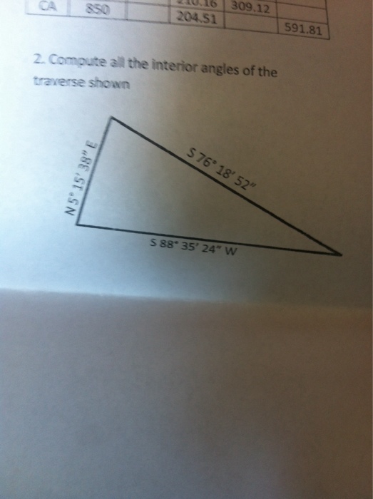Solved Compute all the interior angles of the traverse shown | Chegg.com