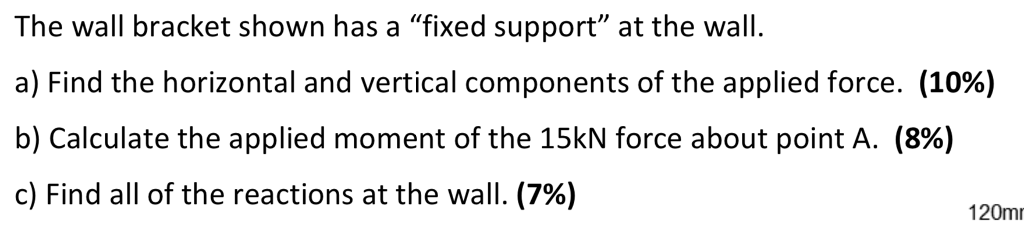 Solved The wall bracket shown has a "fixed support" at the | Chegg.com