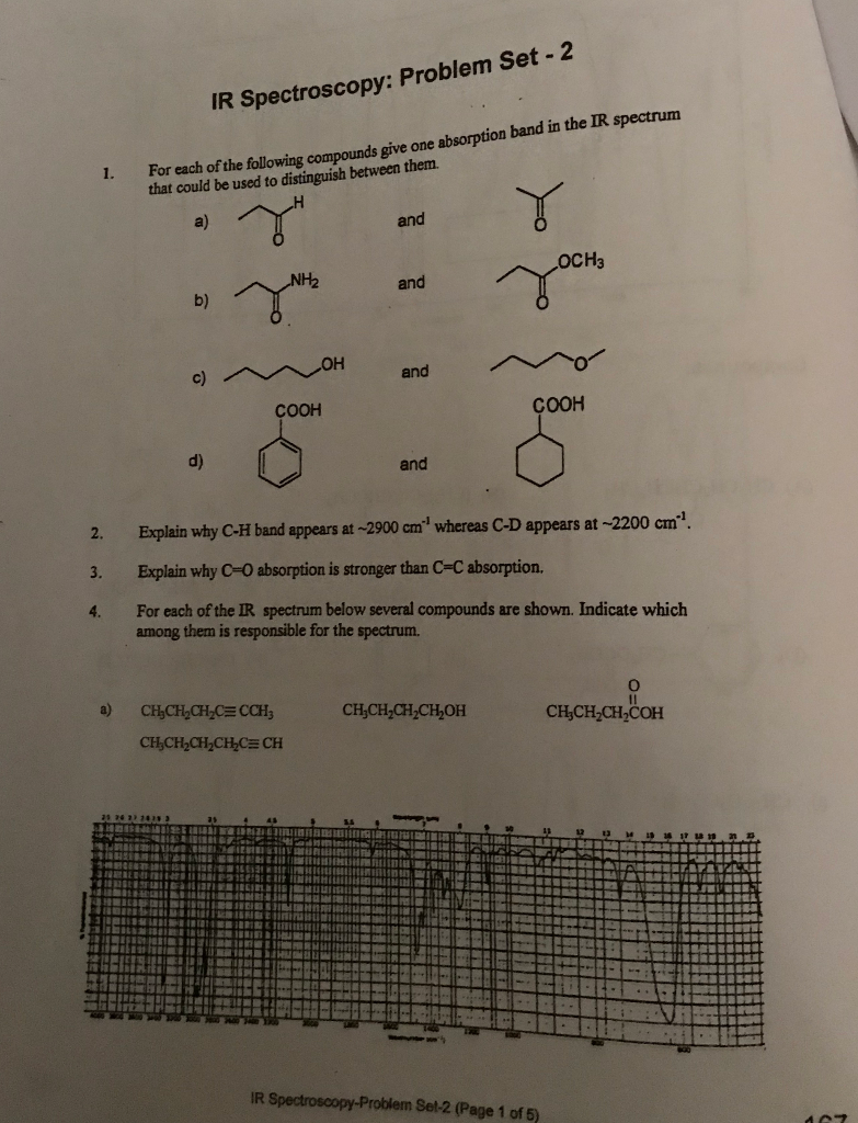 Solved R Spectroscopy: Problem Set -2 1. For each of the | Chegg.com