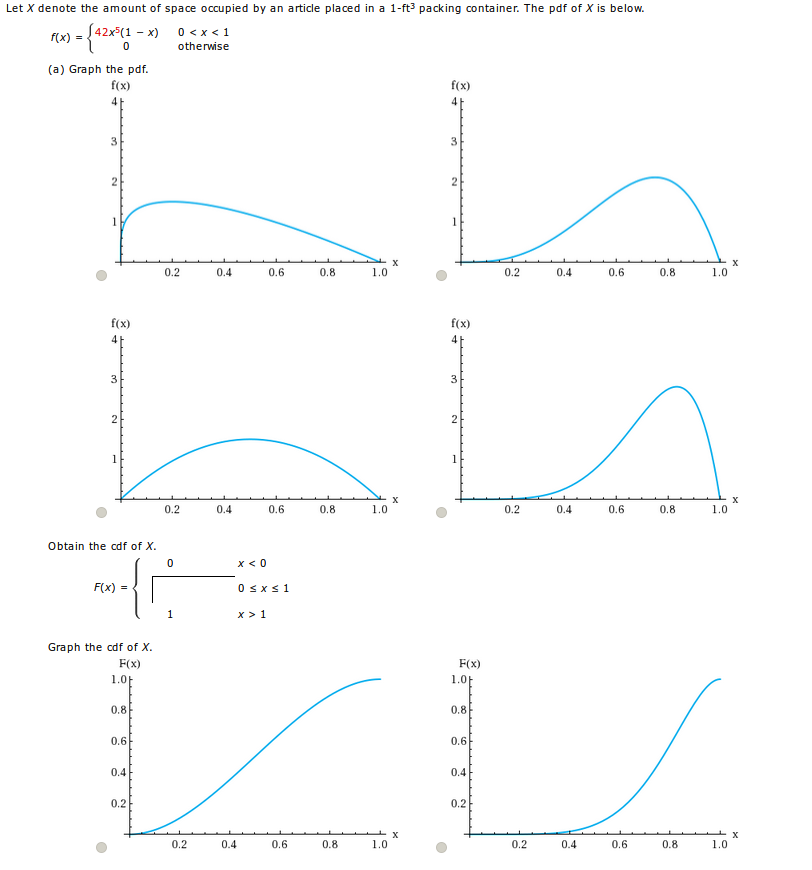 (b) What is P(X leq 0.65) [i.e., F(0.65)J? (c) Using | Chegg.com