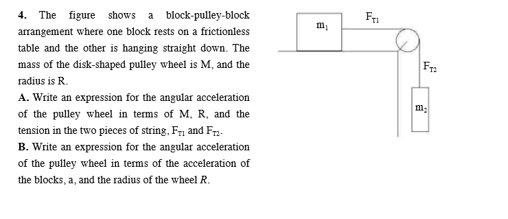 Solved 4. The figure shows a block-pulley-block arrangement | Chegg.com