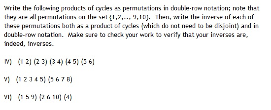 Write the following products of cycles as | Chegg.com