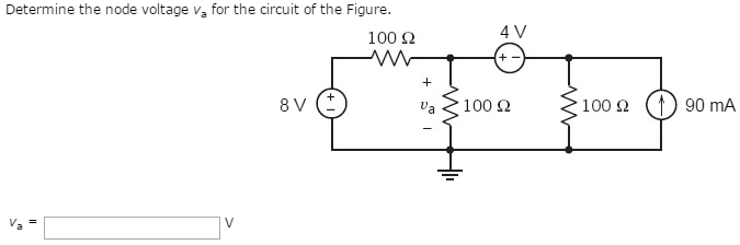 Solved Determine the node voltage va for#N#the circuit of the | Chegg.com