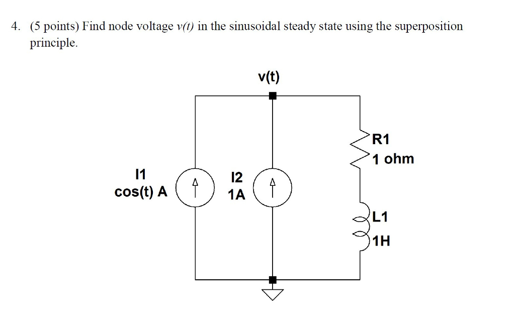 Solved 4. (5 points) Find node voltage v(t) in the | Chegg.com