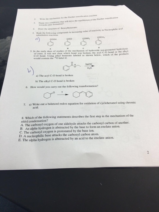 Solved Write the mechanism for the Fischer esterification | Chegg.com