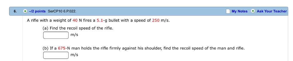 Solved 6 2 Points Sercp10 6 P 022 My Notes Ask Your