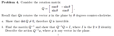 Solved Consider the rotation matrix Recall that Qx rotates | Chegg.com
