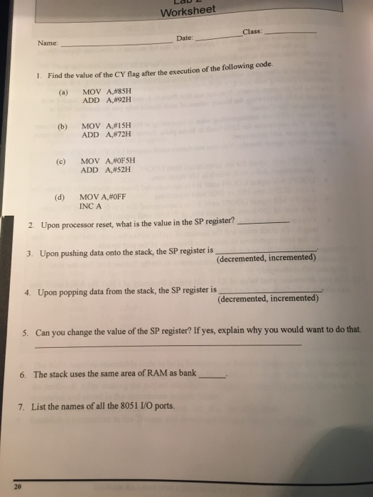 Solved Find the value of the CY flag after the execution of | Chegg.com
