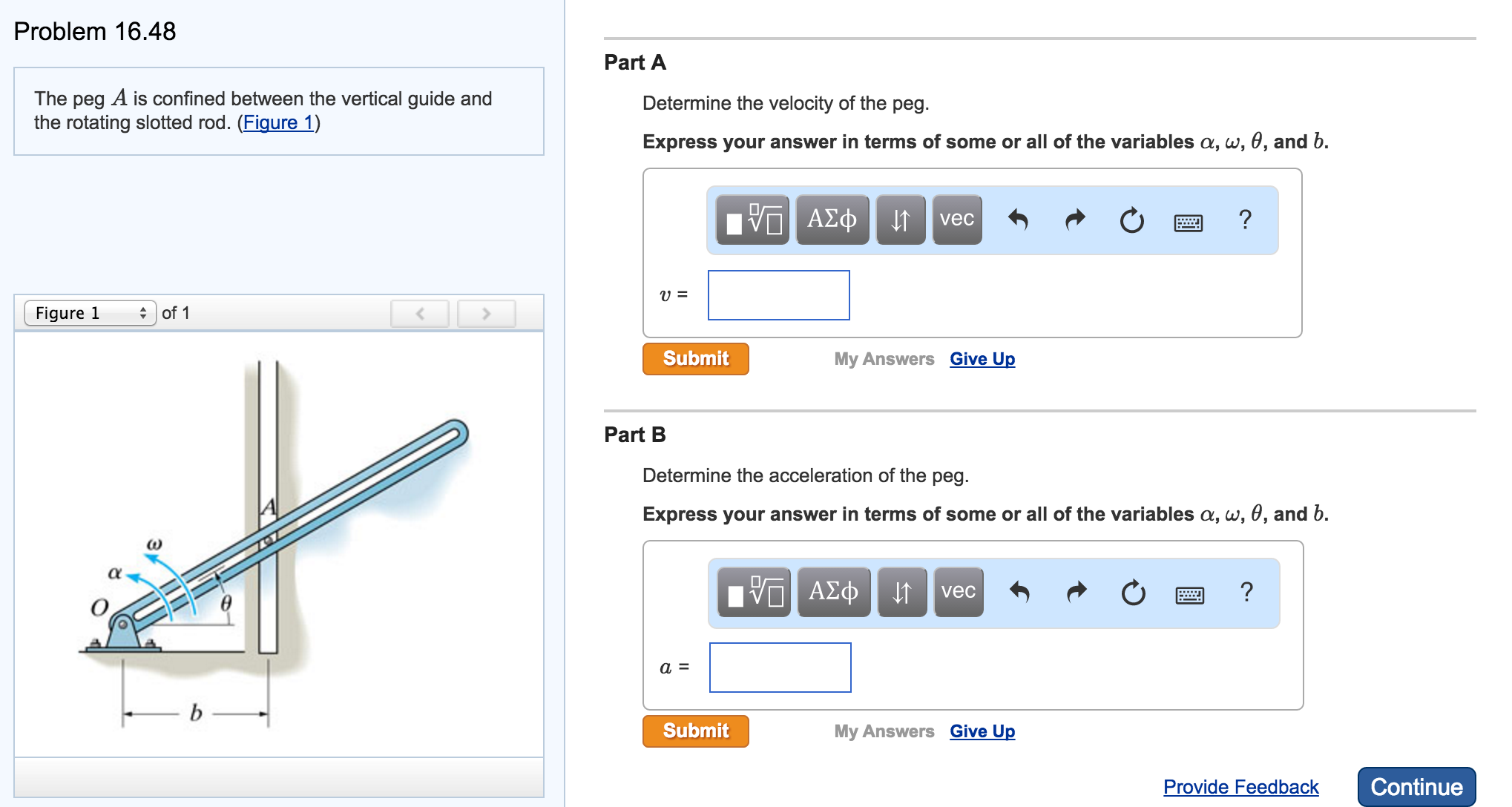 Solved The peg A is confined between the vertical guide and | Chegg.com