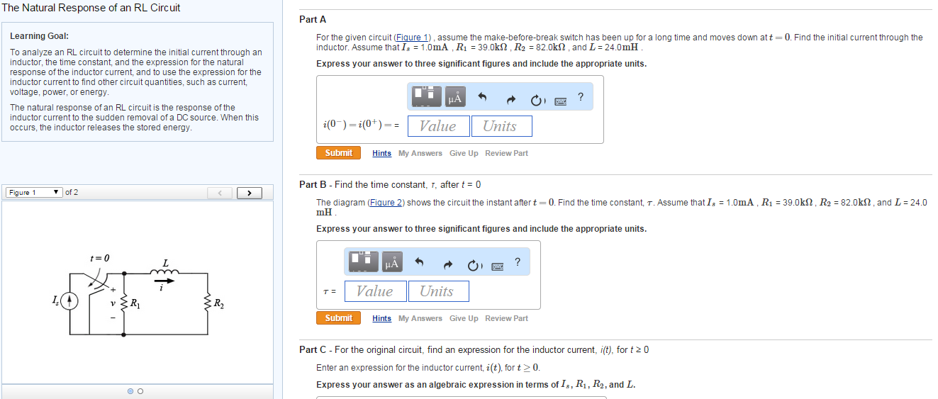 Solved The Natural Response of an RL Circuit Learning Goal: | Chegg.com
