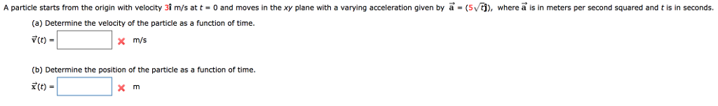 Solved A particle starts from the origin with velocity 3 | Chegg.com