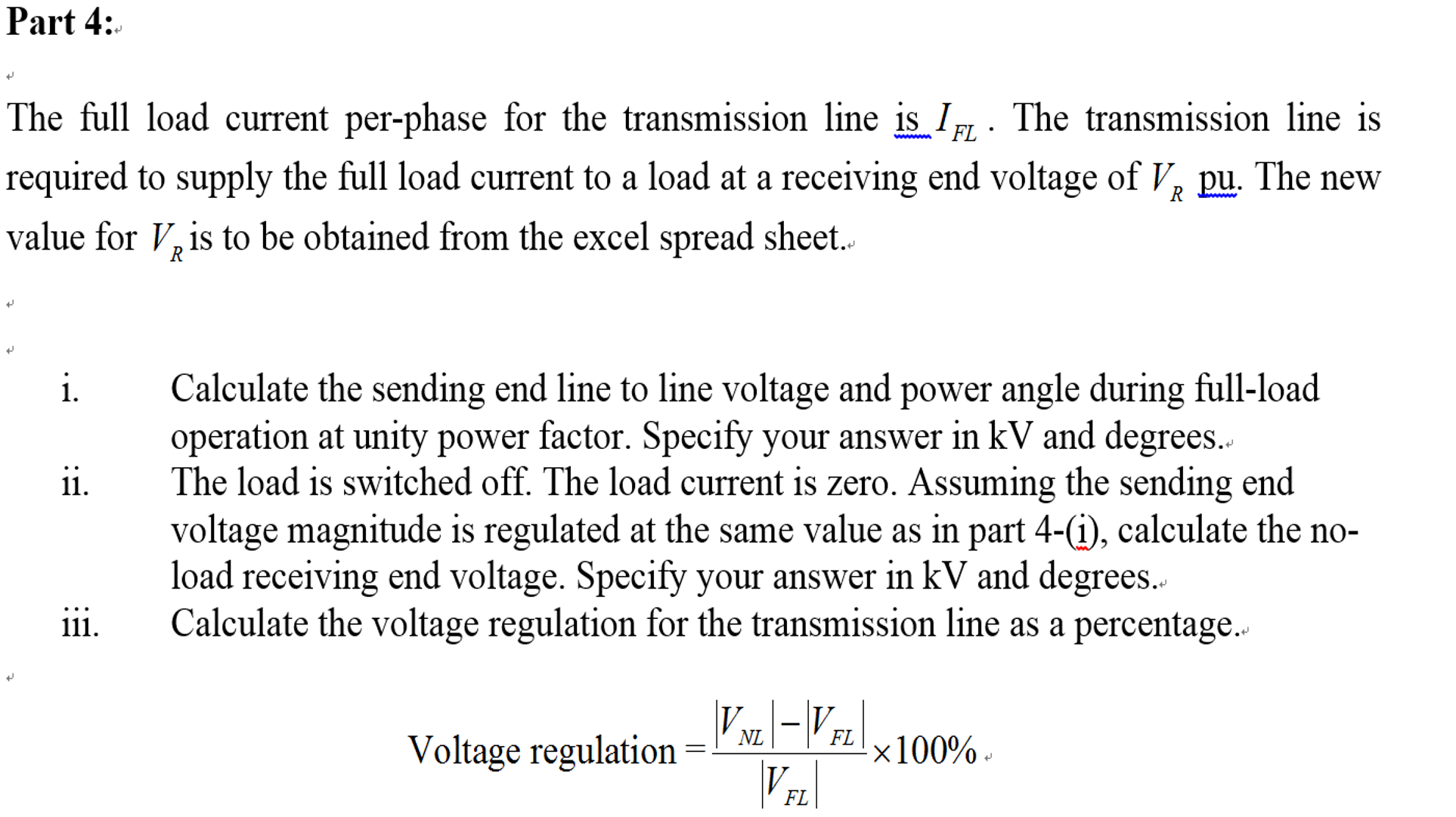 Solved Part 4:. The full load current per-phase for the | Chegg.com