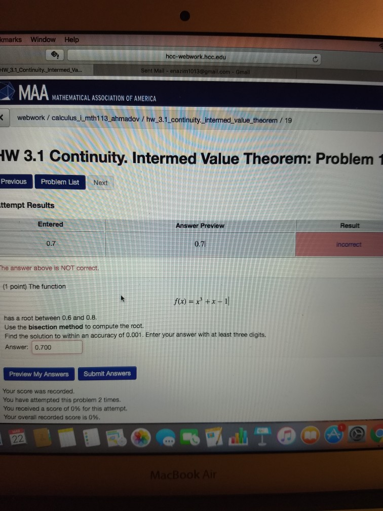 Solved kmarks Window Help hcc-webwork.hcc.edu HW 3.1 | Chegg.com