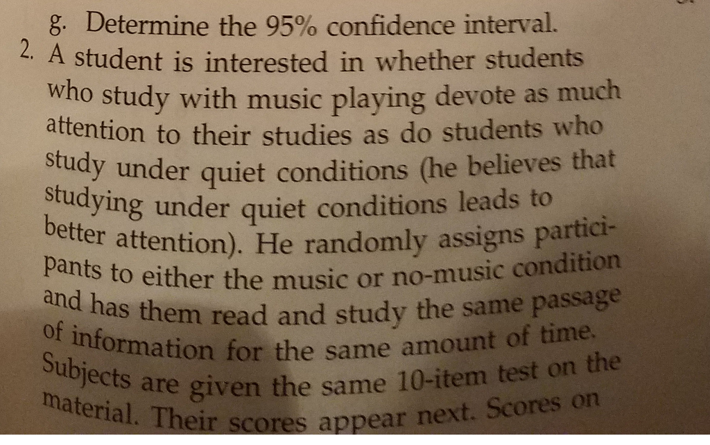 Solved g. Determine the 95% confidence interval. 2. A | Chegg.com