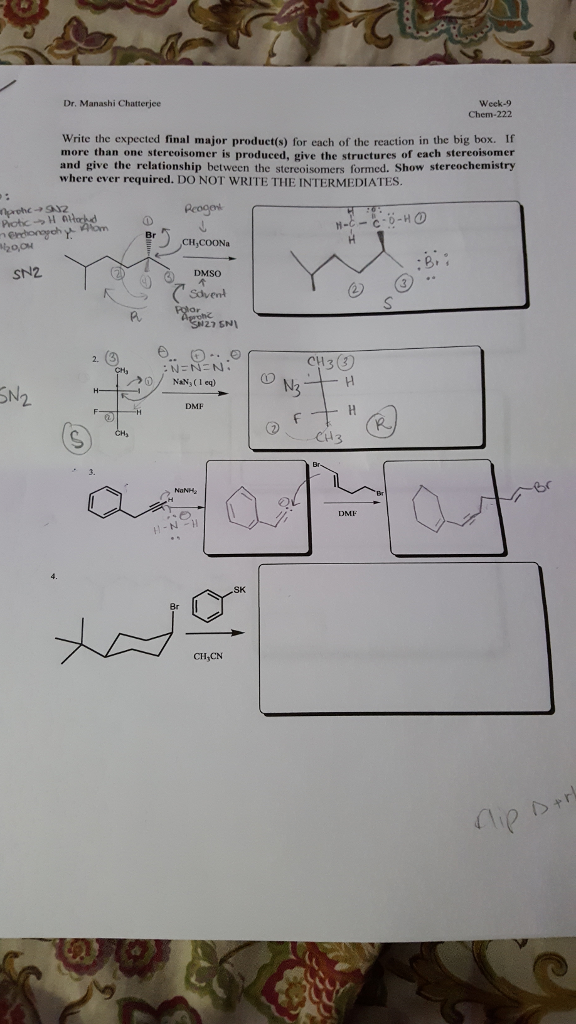 Solved Dr. Manashi Chatterjee Week-9 Chem-222 Write the | Chegg.com