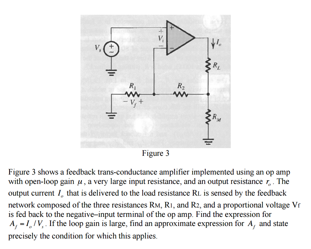 Solved Figure 3 shows a feedback trans-conductance | Chegg.com