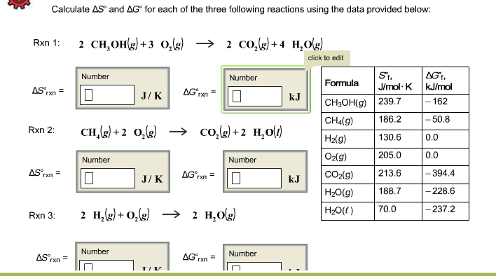 Solved Calculate Delta S degree and Delta G degree for each | Chegg.com