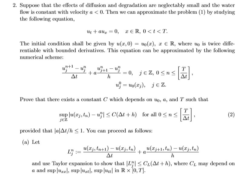 Solved Consider the situation of a concentration u of a | Chegg.com
