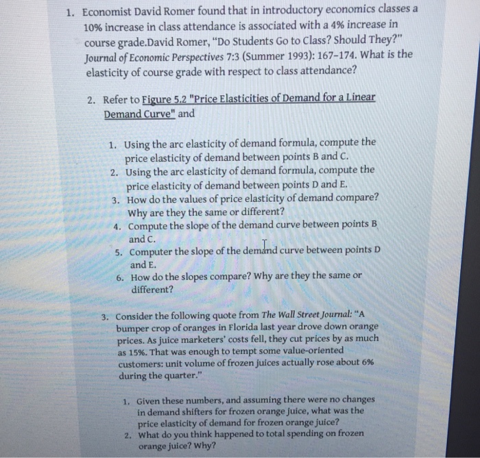 Solved Economist David Romer found that in introductory | Chegg.com