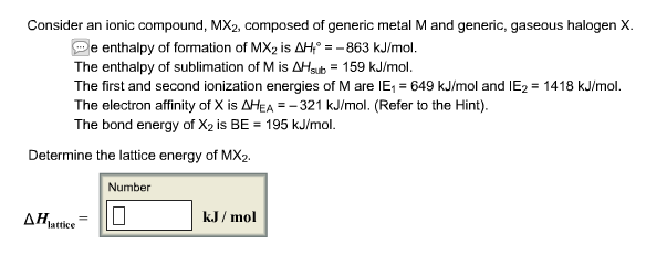 Solved Consider an ionic compound, MX2, composed of generic | Chegg.com