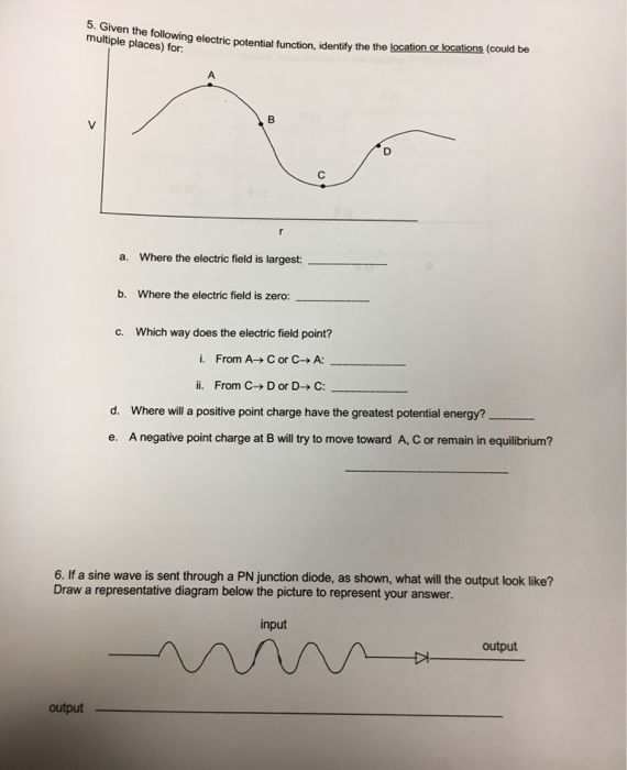 Solved Given the following electric potential function, | Chegg.com