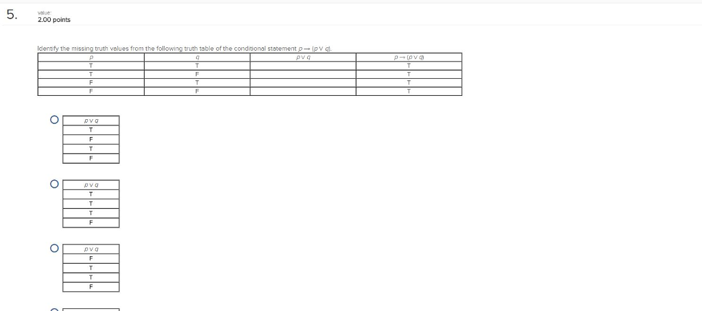 Solved Identify the missing truth values from the following | Chegg.com