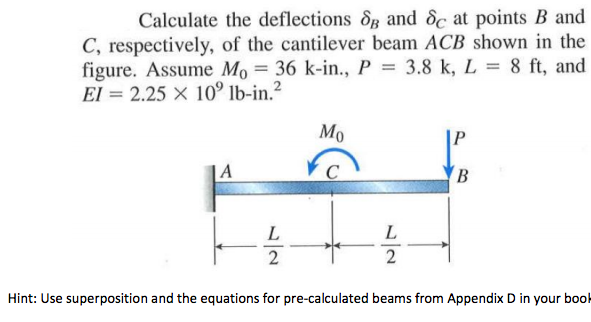 Solved Calculate the deflections delta_B and delta_C at | Chegg.com