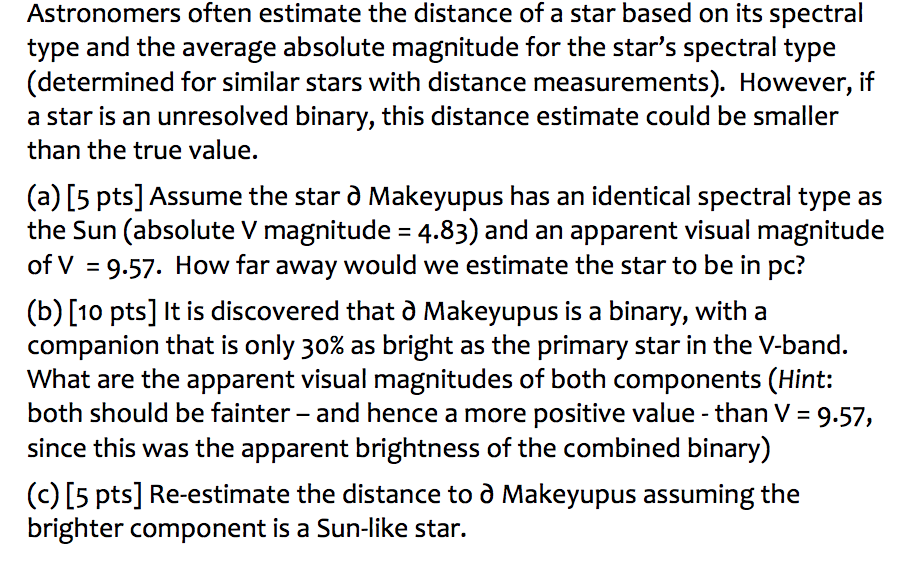 Solved Astronomers often estimate the distance of a star | Chegg.com