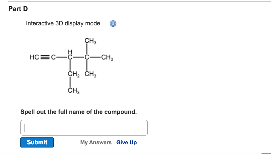 Solved Part A Interactive 3D display mode i HC C- C- CH CH | Chegg.com