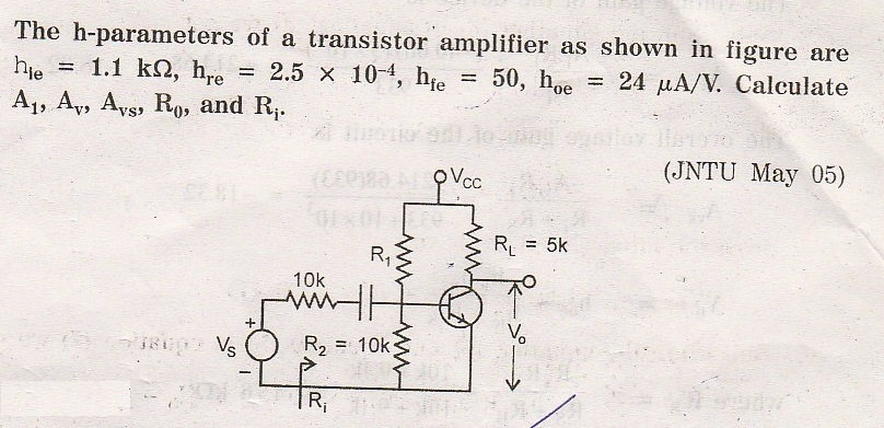 Solved The h-parameters of a transistor amplifier as shown | Chegg.com