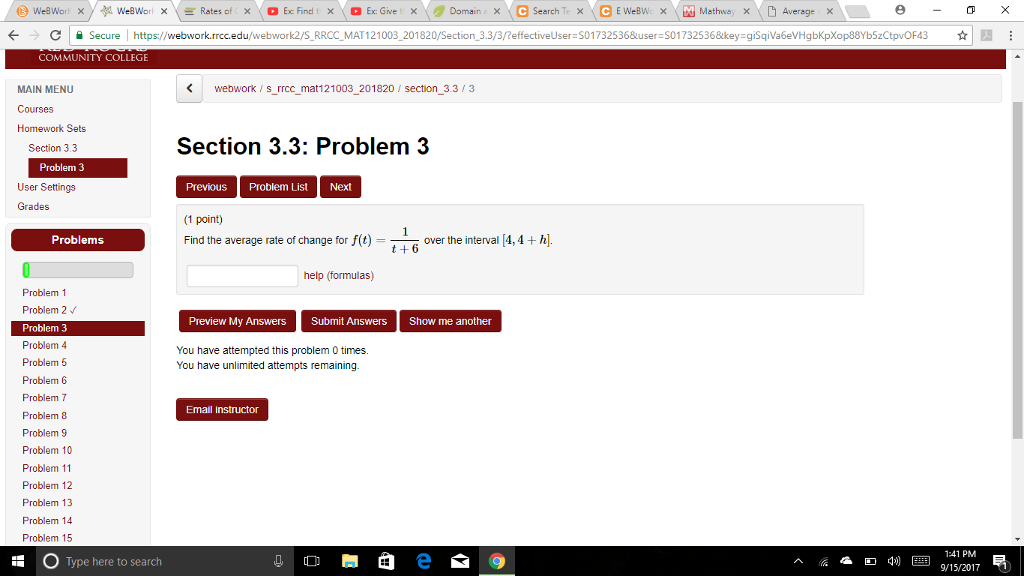 Solved ← Secure https://webwork rrcc.edu/webwork2/SRRCC MAT | Chegg.com