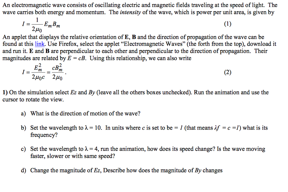 Solved An Electromagnetic Wave Consists Of Oscillating