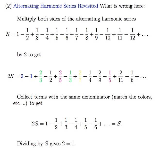 Solved (2) Alternating Harmonic Series Revisited What is | Chegg.com Solved (2) Alternating Harmonic Series Revisited What is | Chegg.com