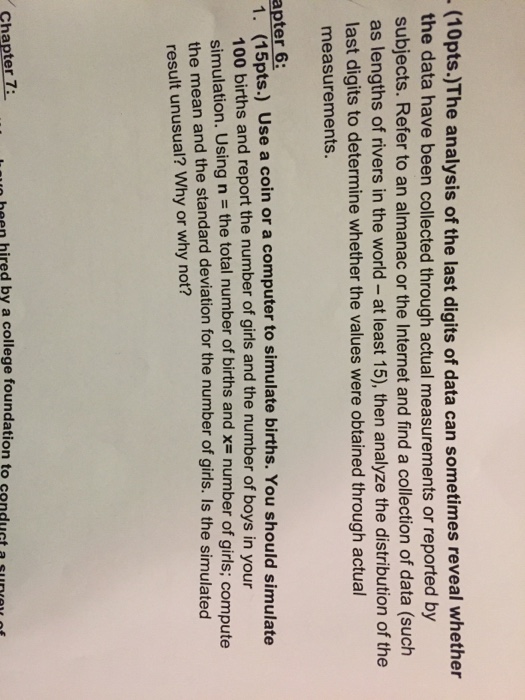 The analysis of the last digits of data can sometimes | Chegg.com