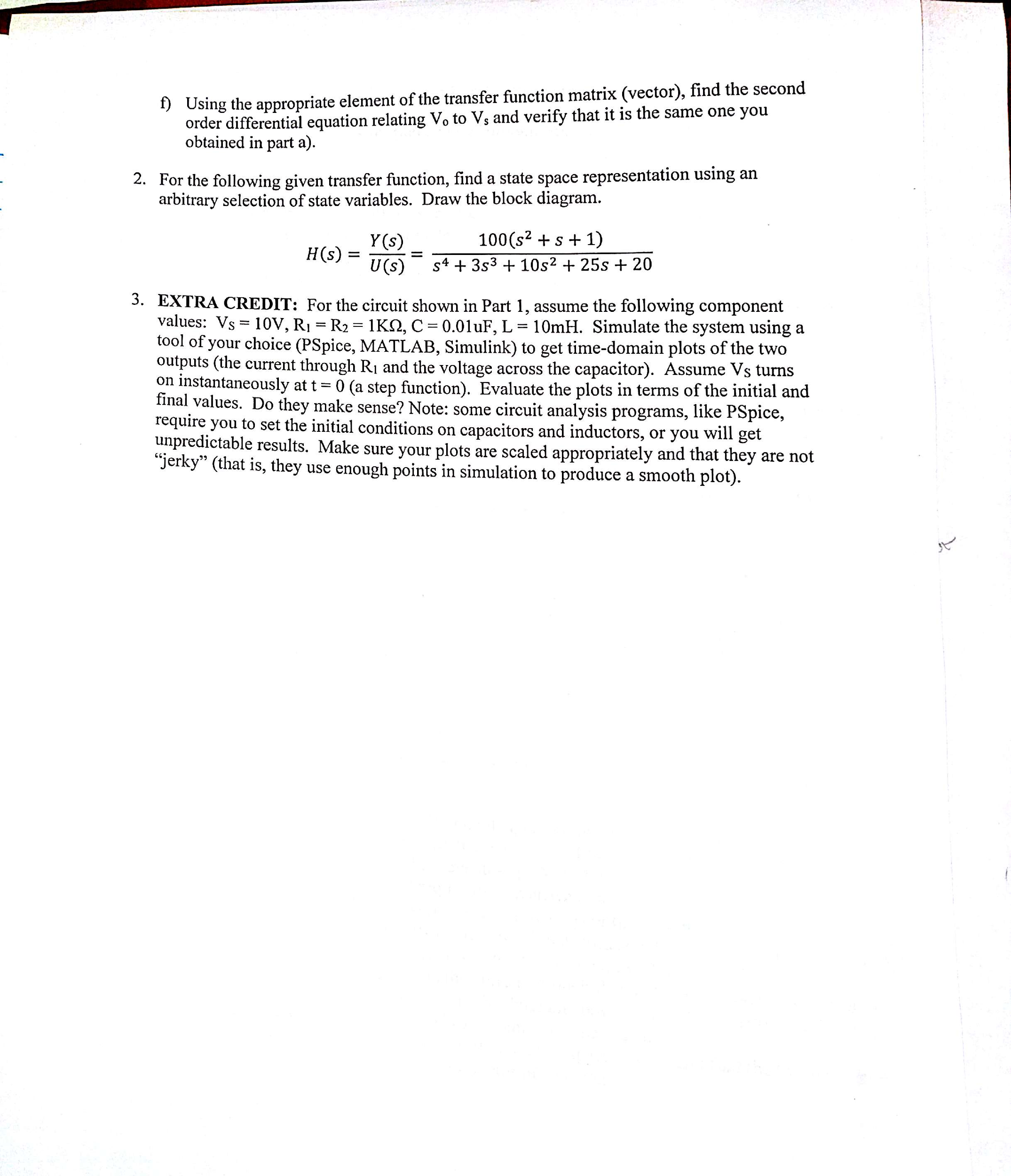 Solved EE 481-Problem Set #1 Complete Time Domain Modeling | Chegg.com