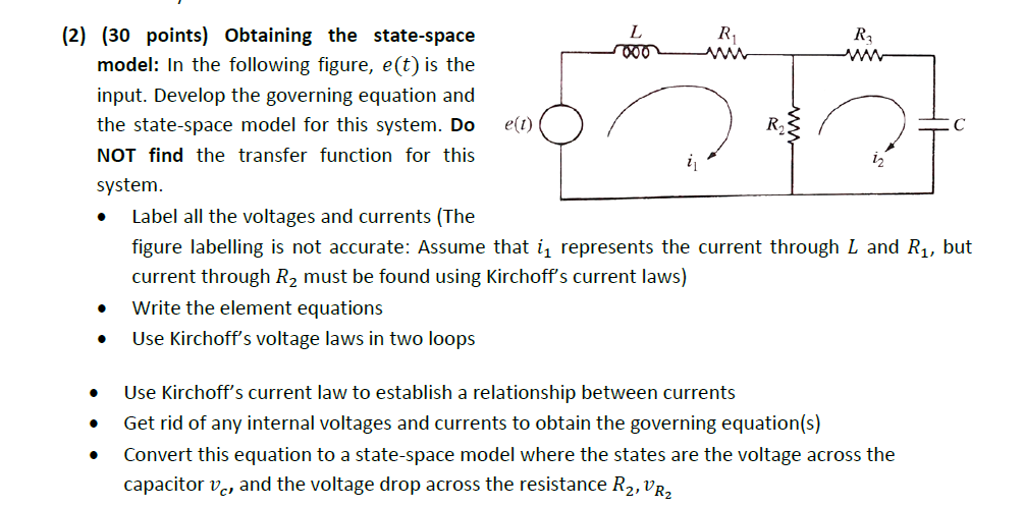 Solved Obtaining The State Space Model In The Following