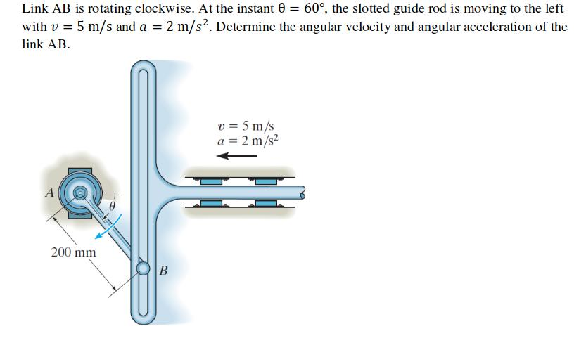 Solved Link AB is rotating clockwise. At the instant θ = | Chegg.com
