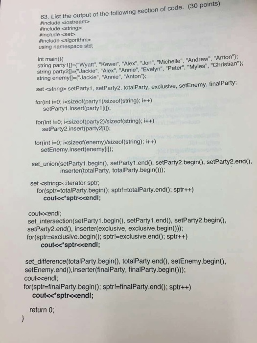 Solved C++ question | Chegg.com