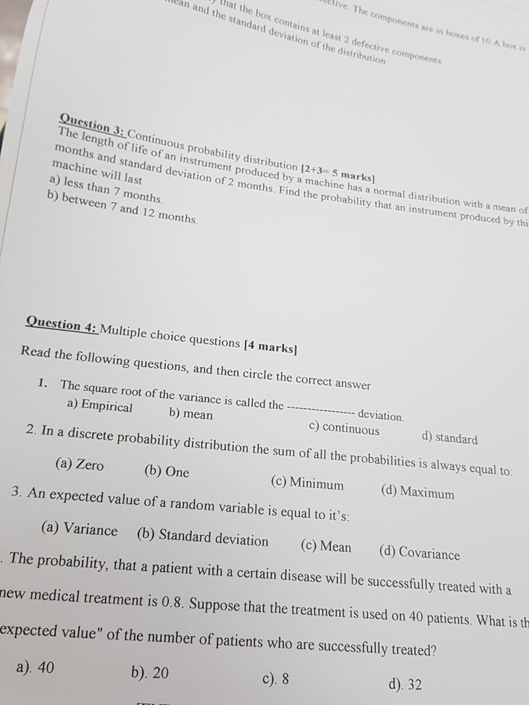 Solved tive. The components are in boxes of 10 A box is | Chegg.com