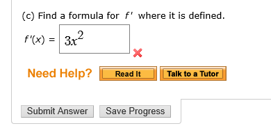 Solved Find a formula for f' where it is defined. f'(x) = | Chegg.com